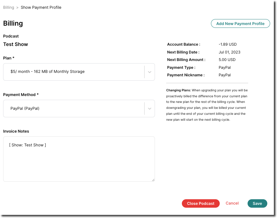 Manage Your Payment Profiles – Libsyn 5