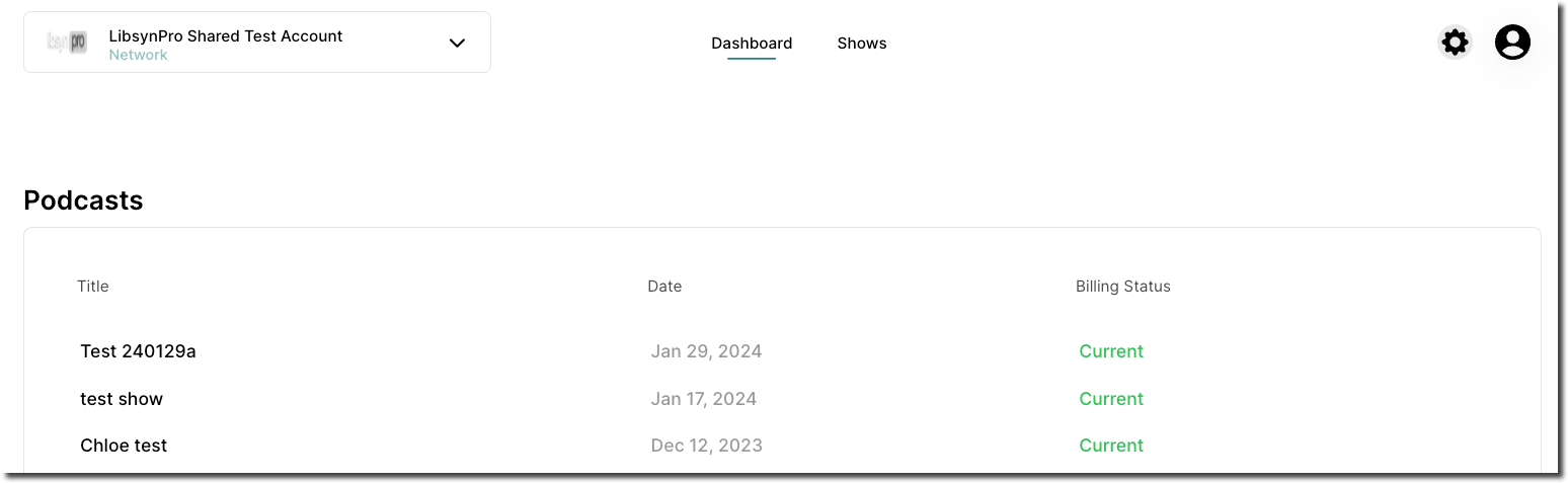 View Your Pro Network Admin Dashboard – Libsyn 5